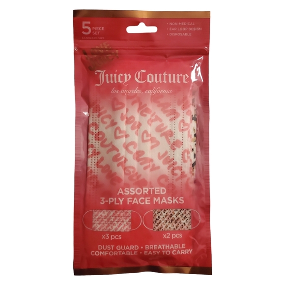 Juicy Couture | Other | Juicy Couture 5 Piece 3ply Disposable Face ...
